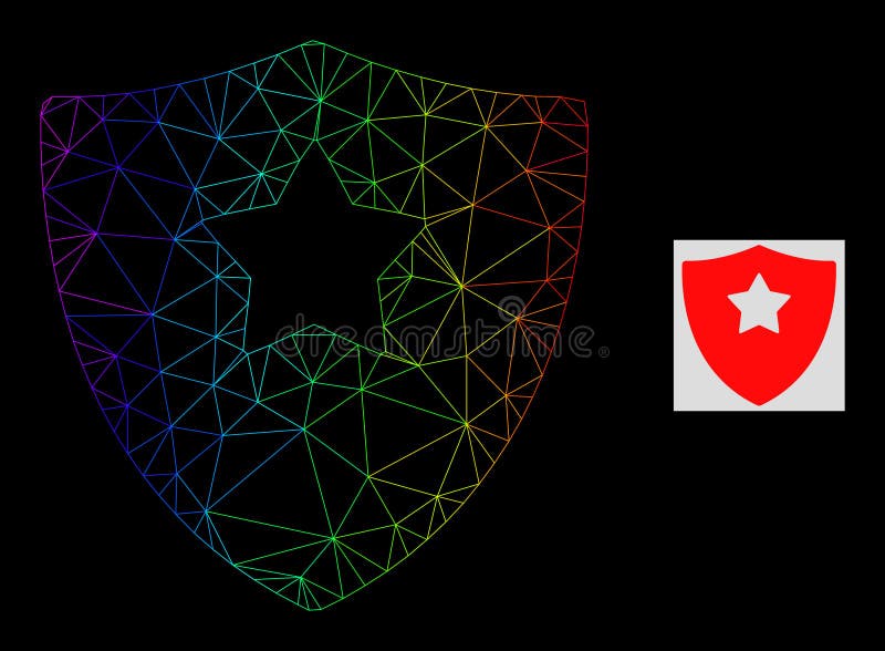 Rainbow Gradient Polygonal Network Guard Shield Icon Stock Vector ...