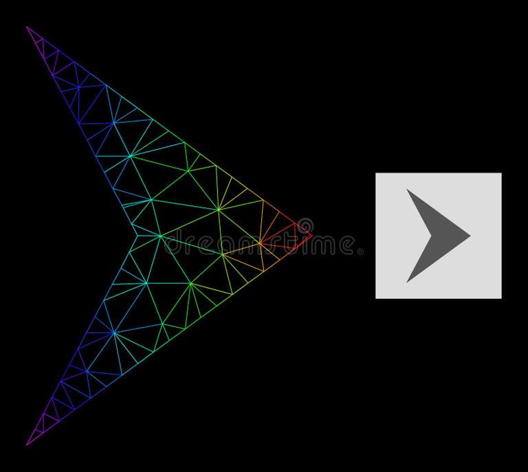 Rainbow Gradient Polygonal Network Right Direction Icon Stock Vector ...