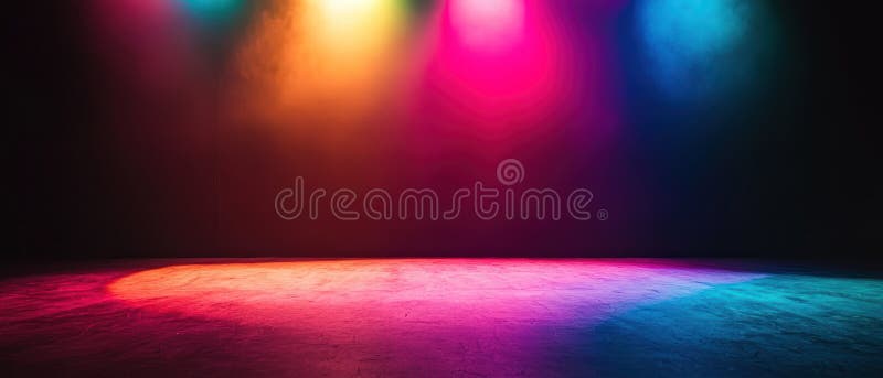 Rainbow Gradient Spotlight Illuminates Blank Stage, Creating Vibrant ...