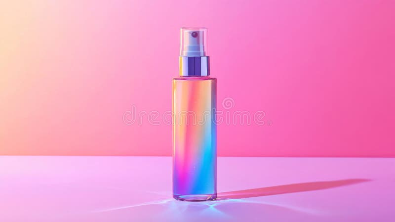 Rainbow Gradient Spray Bottle on Pink Surface with Soft Lighting for ...