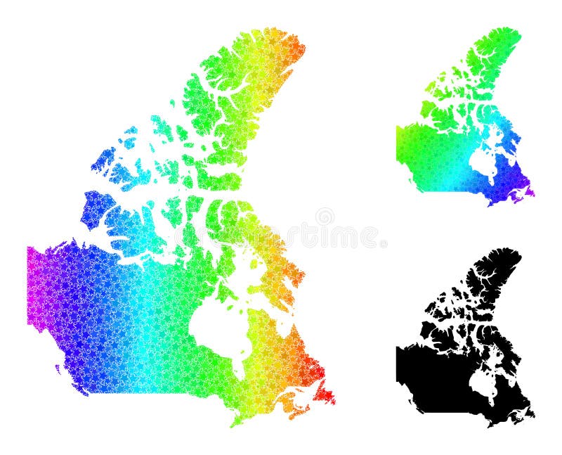 Rainbow Gradient Starred Mosaic Map of Canada Collage Stock Vector ...