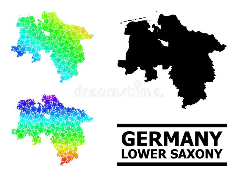 Rainbow Gradient Star Mosaic Map of Lower Saxony State Collage Stock ...