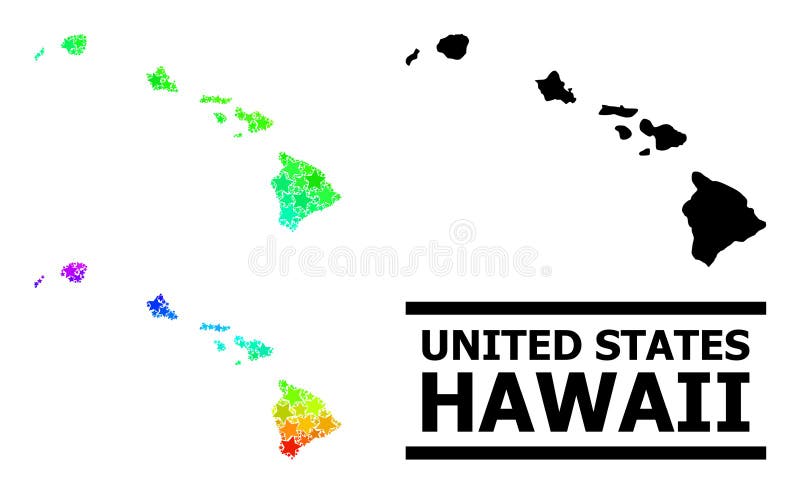 Rainbow Gradient Starred Mosaic Map of Hawaii State Collage Stock ...