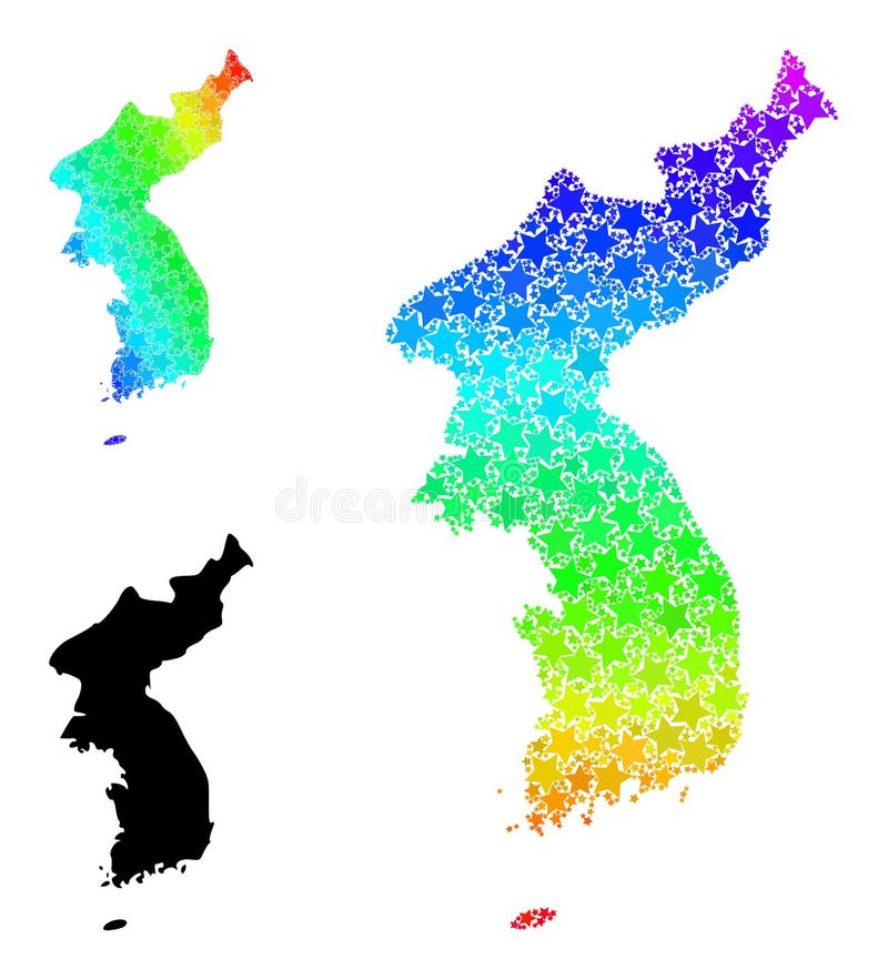 Spectrum Gradient Starred Mosaic Map of Korea Collage Stock Vector ...