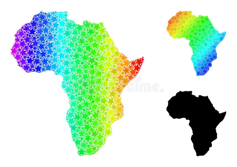 Rainbow Gradient Stars Mosaic Map of Africa Collage Stock Vector ...