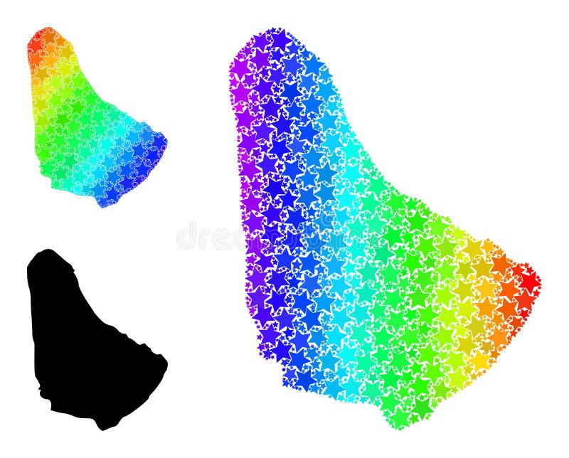 Rainbow Gradient Stars Mosaic Map of Barbados Collage Stock Vector ...