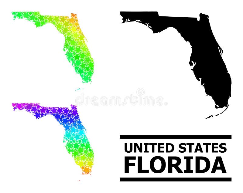 Rainbow Gradient Stars Mosaic Map of Florida State Collage Stock Vector ...