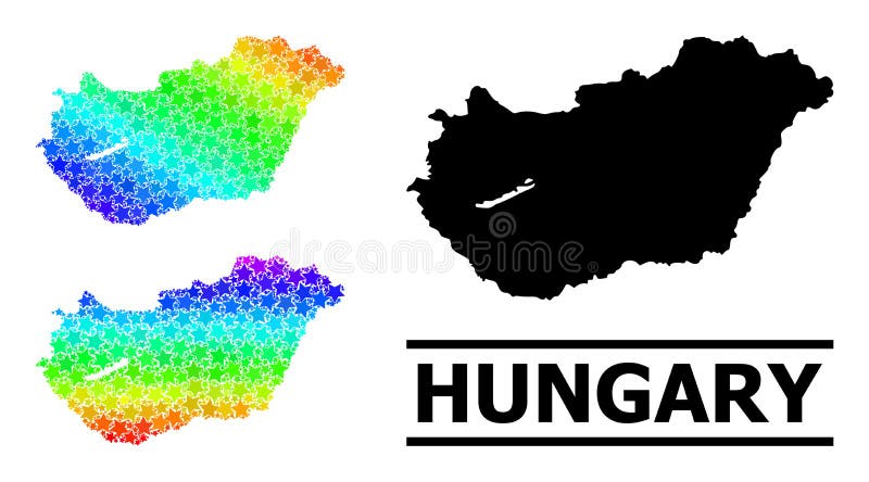 Rainbow Gradient Stars Mosaic Map of Hungary Collage Stock Vector ...