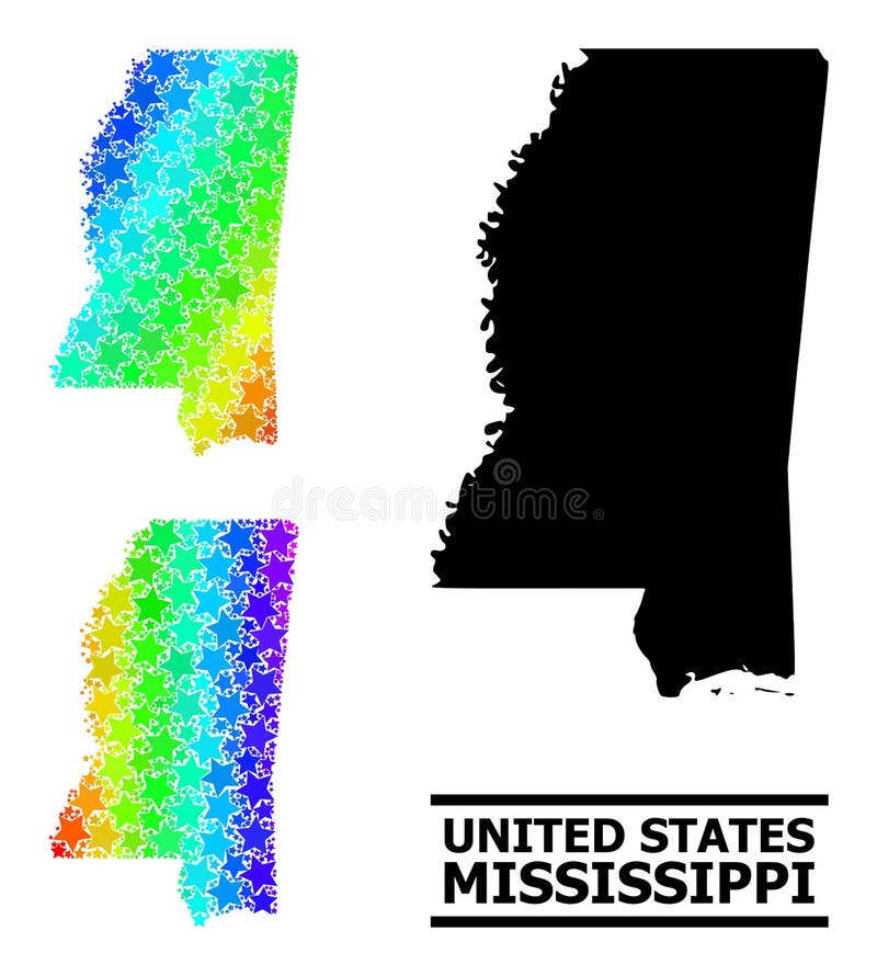 Rainbow Gradient Stars Mosaic Map of Mississippi State Collage Stock ...