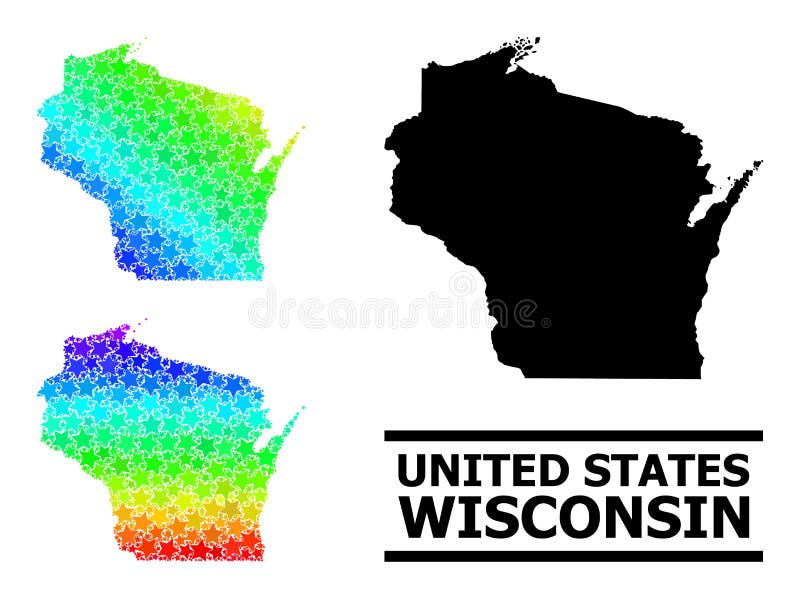 Rainbow Gradient Stars Mosaic Map of Wisconsin State Collage Stock ...