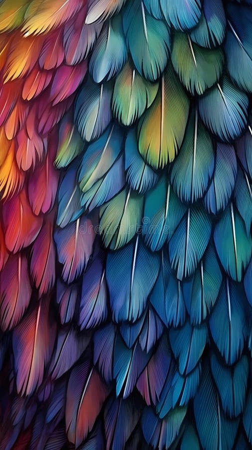 Rainbow Gradient Wing Texture, Feathers in Graphic Style. Generative AI ...