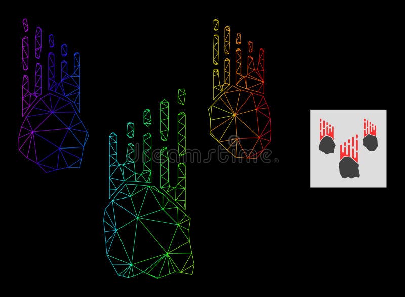 Rainbow Gradiented Polygonal Mesh Falling Rocks Icon Stock Vector - Illustration of failure ...
