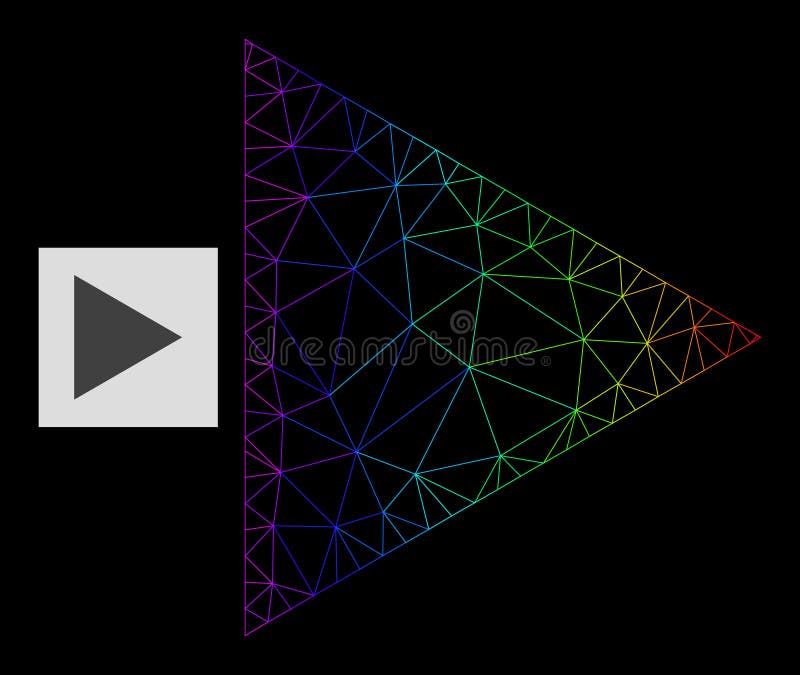 Rainbow Gradiented Polygonal Mesh Play Function Icon Stock Vector ...