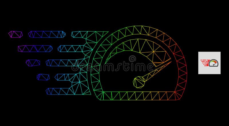 Rainbow Gradiented Polygonal Mesh Speed Gauge Icon Stock Vector ...