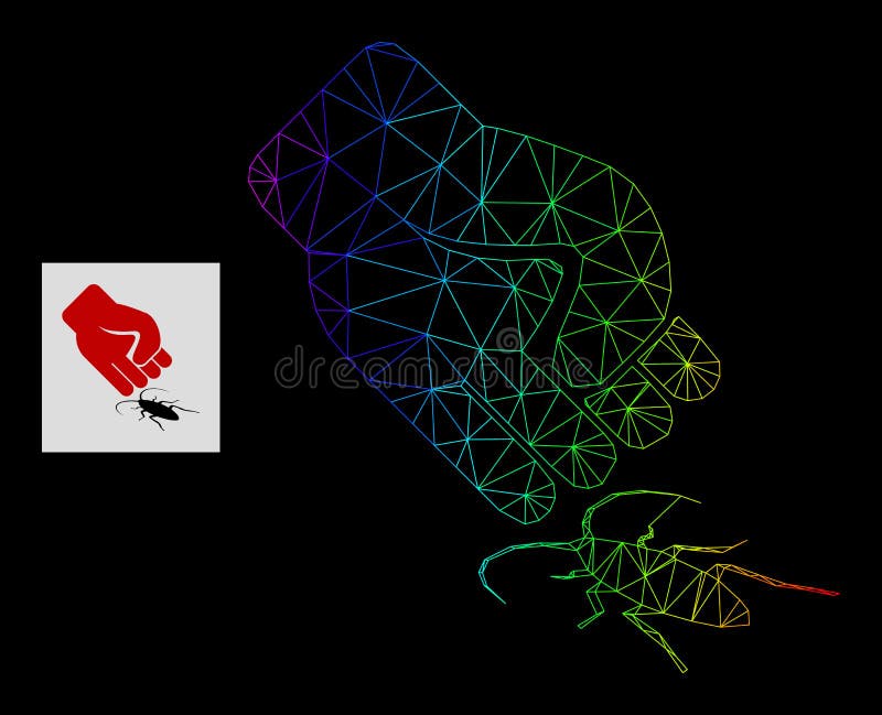 Rainbow Gradiented Polygonal Network Cockroach Punch Icon Stock Vector ...