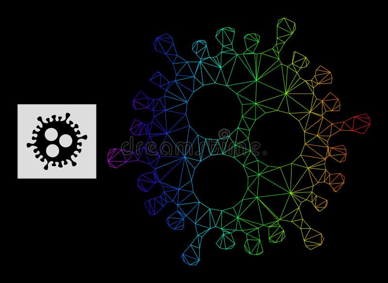 Rainbow Gradiented Polygonal Network Covid Virus Icon Stock Vector ...