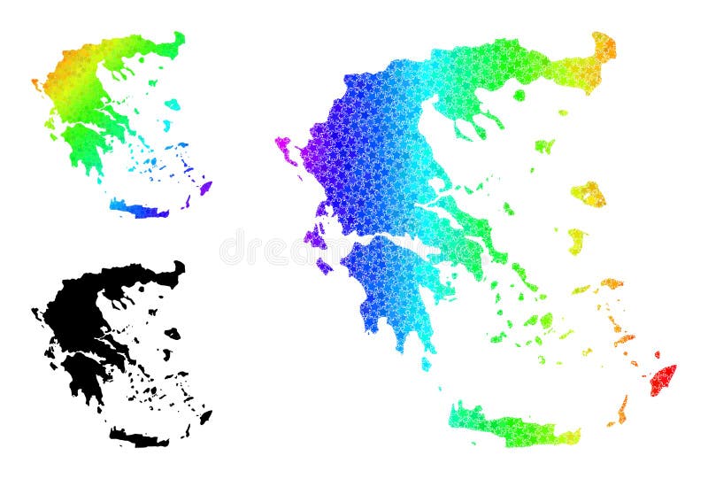 Spectrum Gradient Stars Mosaic Map of Greece Collage Stock Vector ...