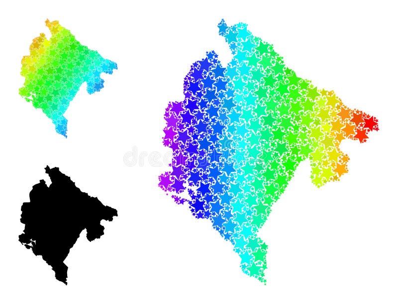 Spectrum Gradient Starred Mosaic Map of Montenegro Collage Stock Vector ...