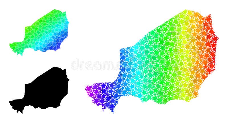 Spectral Colored Gradient Star Mosaic Map of Niger Collage Stock Vector ...