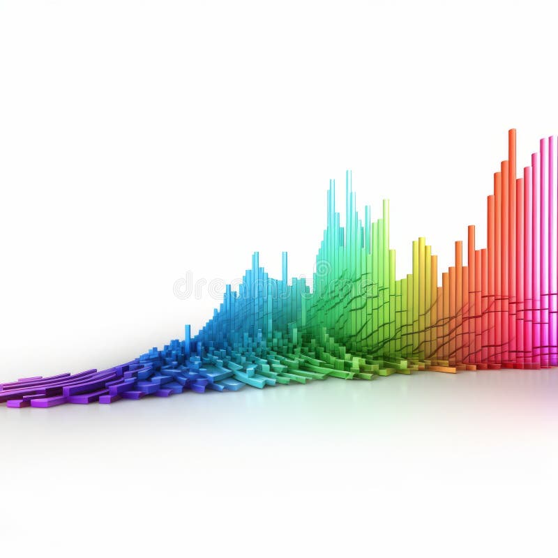 Colorful Waves Bar Chart in Organic Material Style Stock Illustration ...