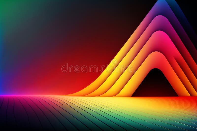 Rainbow Graphic Neon Color Gradient Curve Lines Stock Photo - Image of ...