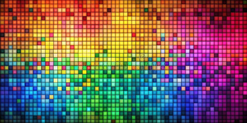 Rainbow Grid a Composition of Colorful Squares Representing the ...
