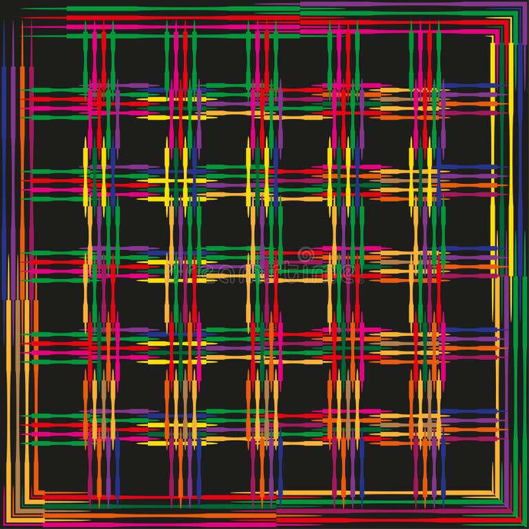 Rainbow Grid Pattern. Color Square Vector. Neon Mesh Art. Black ...