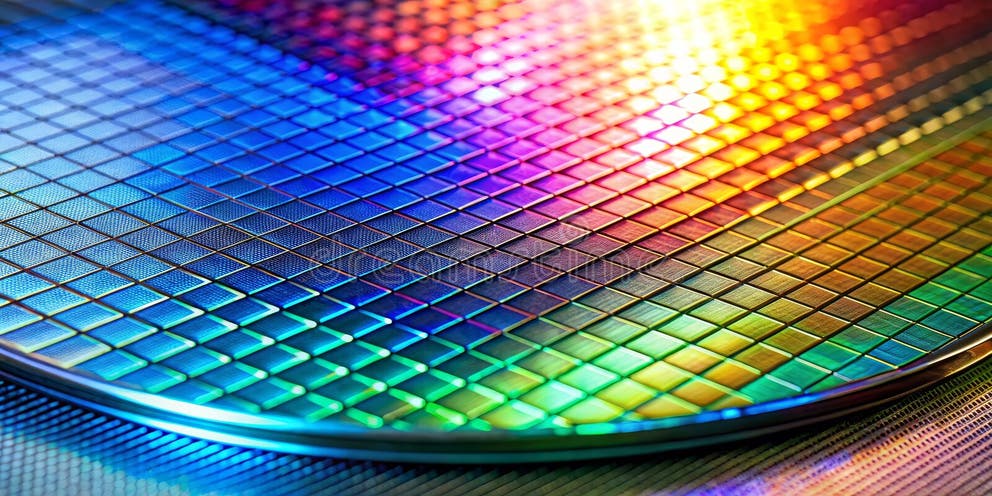 Rainbow Grid Silicon Wafer Microchip Abstract Stock Illustration ...