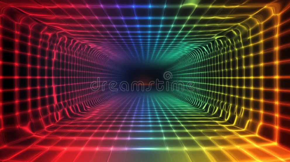 Rainbow Grid Tunnel Abstract Background Stock Illustration ...