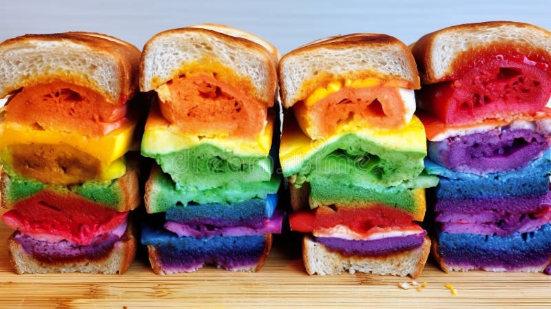 Rainbow Grilled Cheese Sandwiches, AI Generative Stock Image - Image of ...