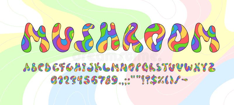 Rainbow Groovy Font, Psychedelic Hippie Typeface Stock Vector ...