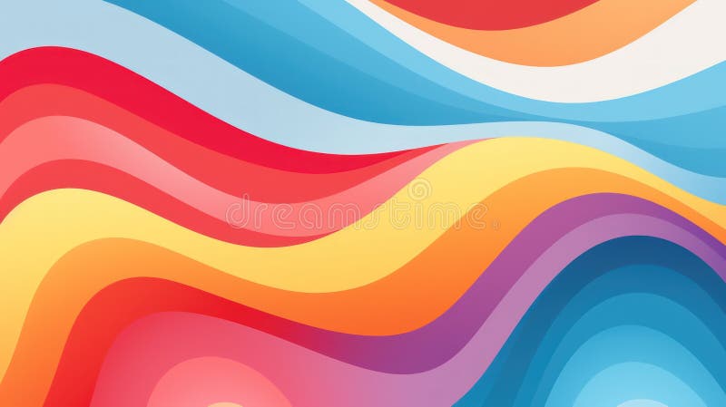 Rainbow Groovy Wavy Line Design in 1970s Hippie Retro Style Abstract ...