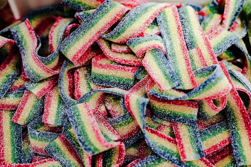 Rainbow Gummi Candy in a Candy Shop Stock Image - Image of snack, green ...