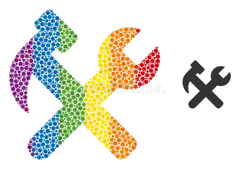 Rainbow Hammer and Wrench Composition Icon of Circles Stock Vector ...