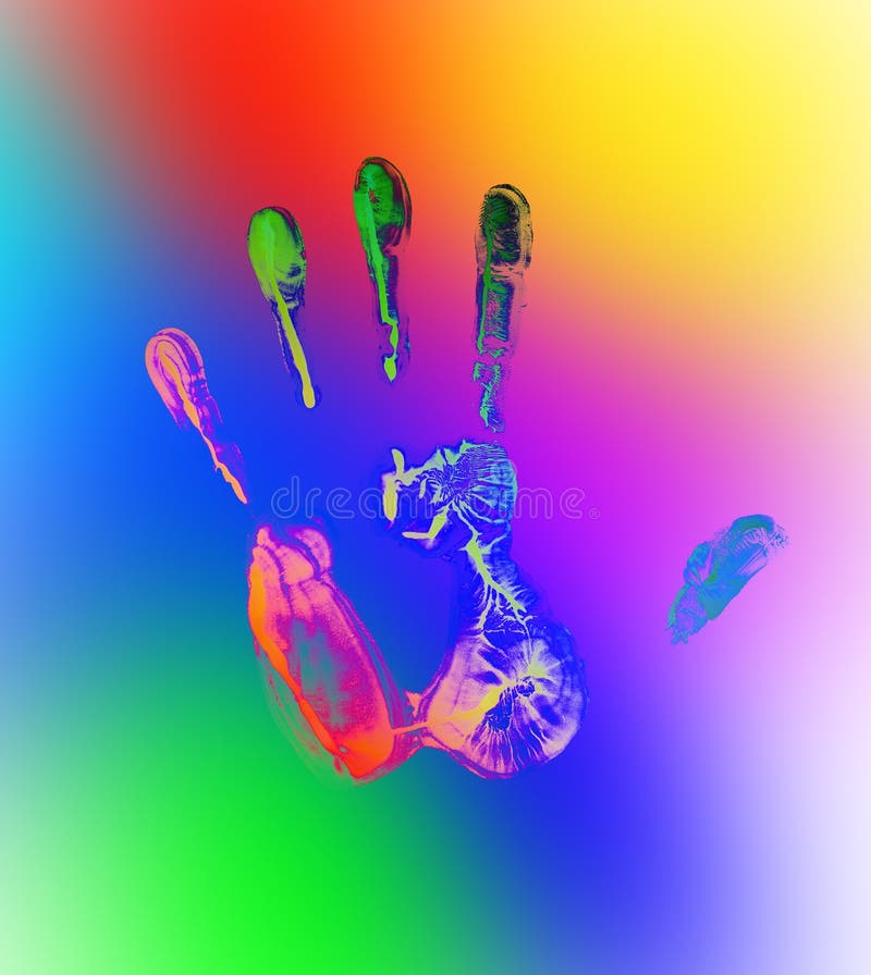 Rainbow Hand Print. Seven Fingers Stock Image - Image of rainbow, seven ...