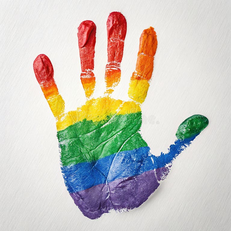 Rainbow Handprint on White Wall Stock Photo - Image of paint, hope ...
