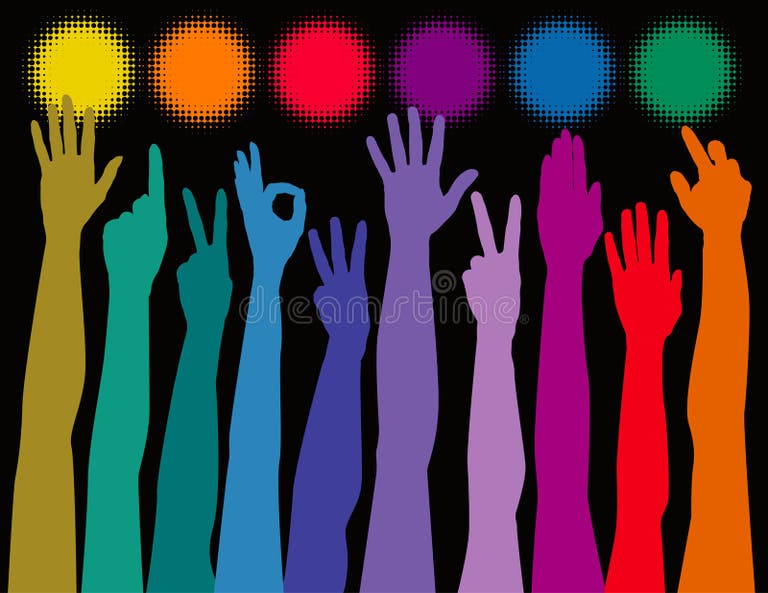 Rainbow hands stock vector. Illustration of diversity - 6220741