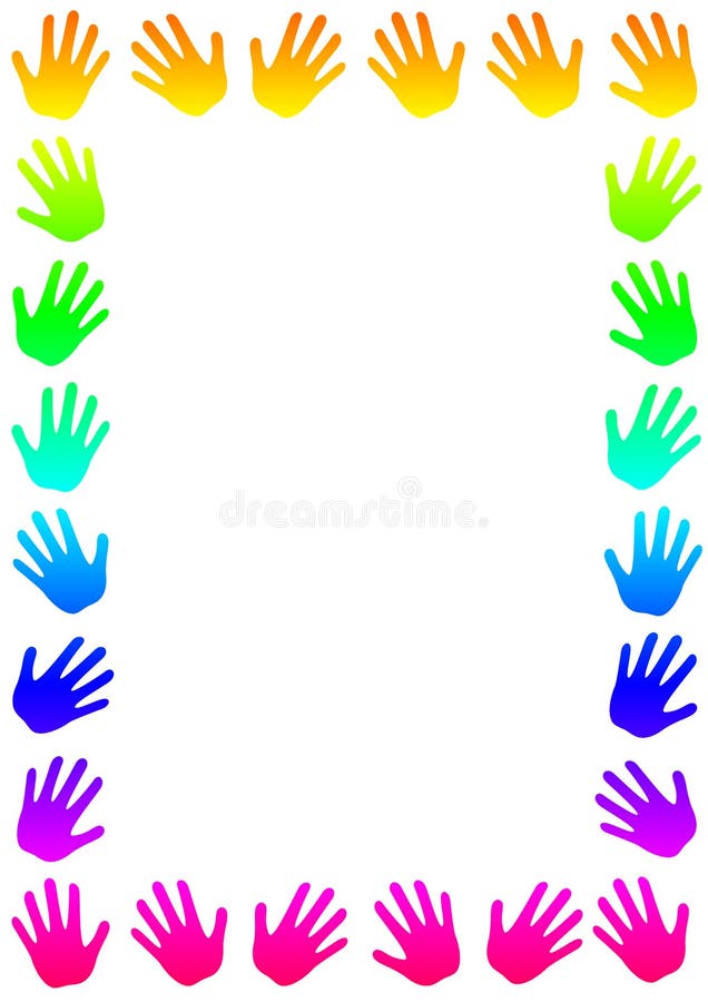 Rainbow Hands Frame Invitation Card Stock Illustration - Illustration ...