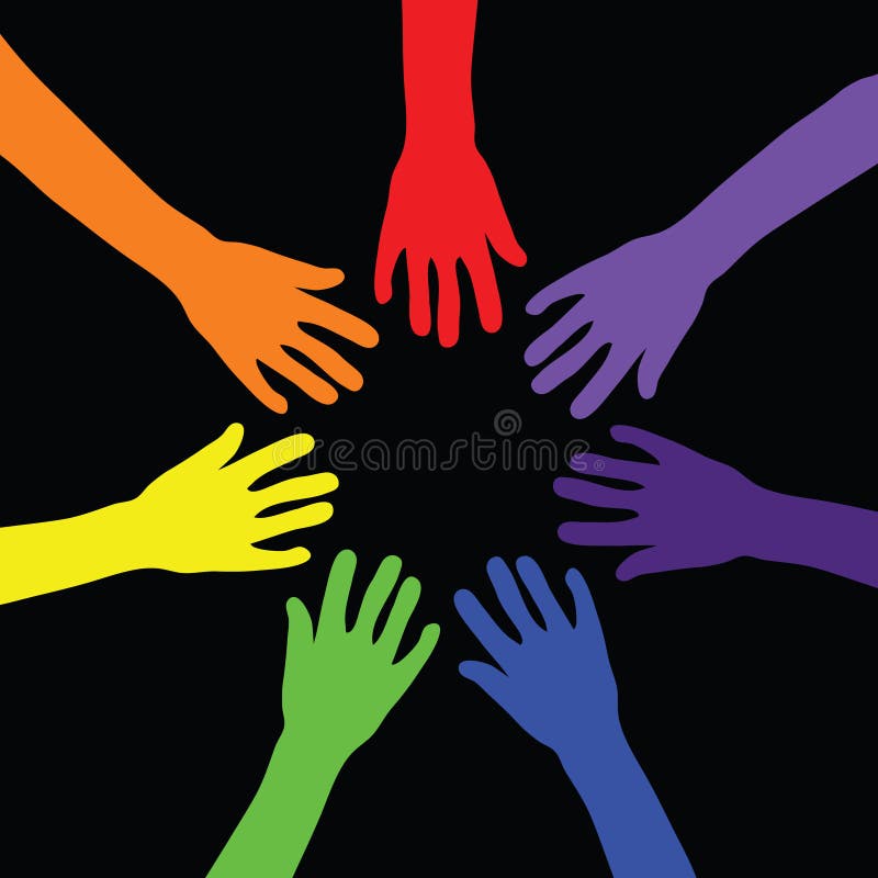 Illustration Of Hands With Rainbow Stock Vector - Illustration of ...