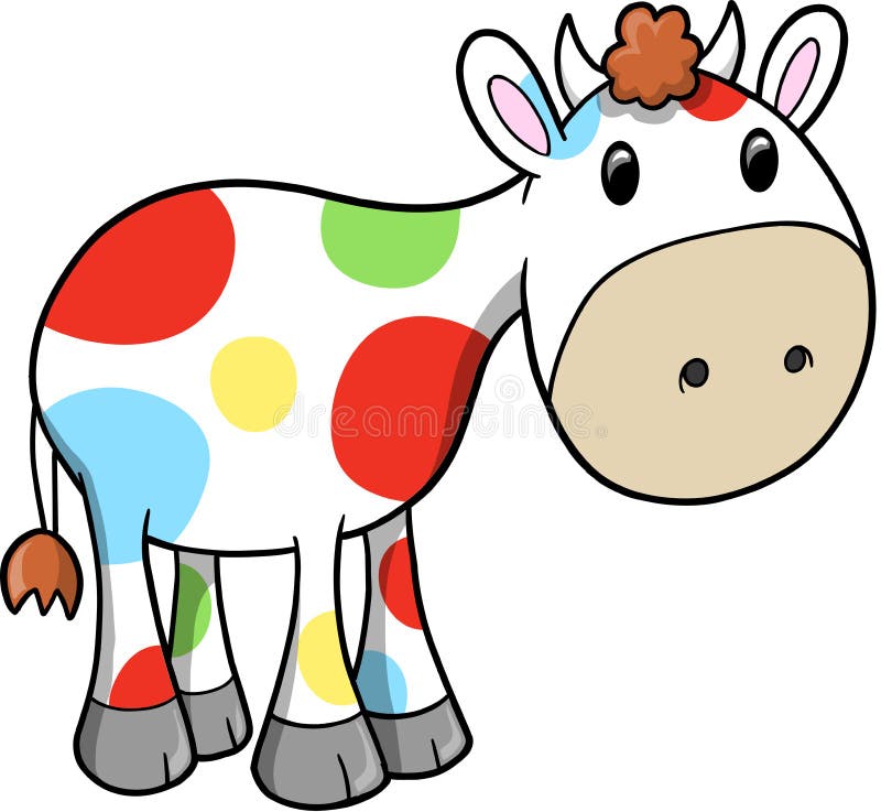 Rainbow Happy Cow Vector Illustration Stock Vector - Illustration of ...