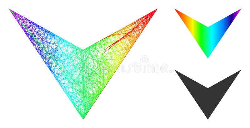 Rainbow Hatched Gradient Arrowhead Down Icon Stock Vector ...