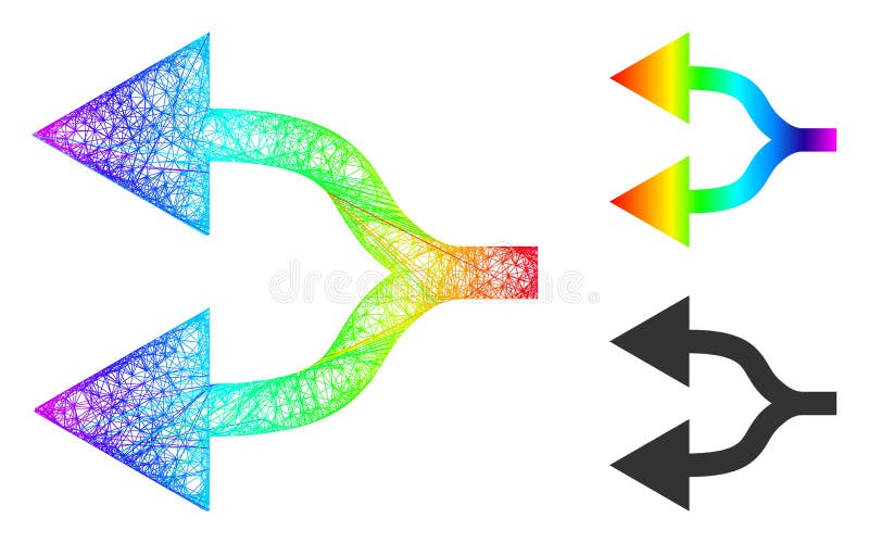 Rainbow Hatched Gradient Split Arrows Left Icon Stock Vector ...