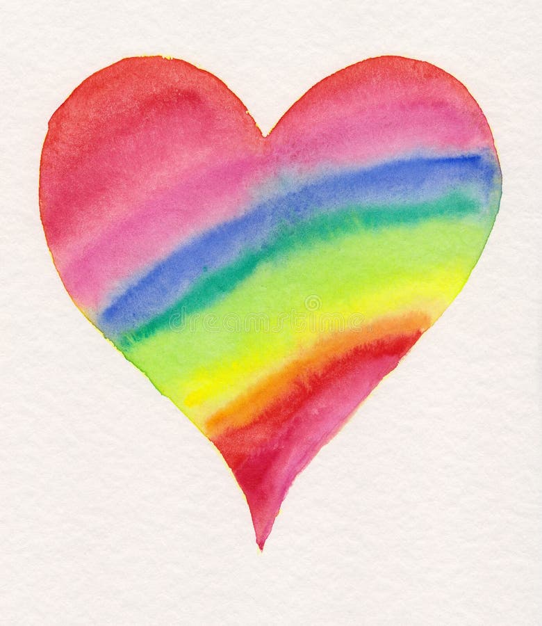Rainbow Heart Aquarell Painting Stock Illustration - Illustration of ...