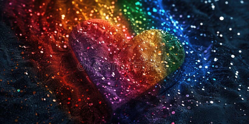 Rainbow Heart on Black Background Stock Image - Image of generated ...
