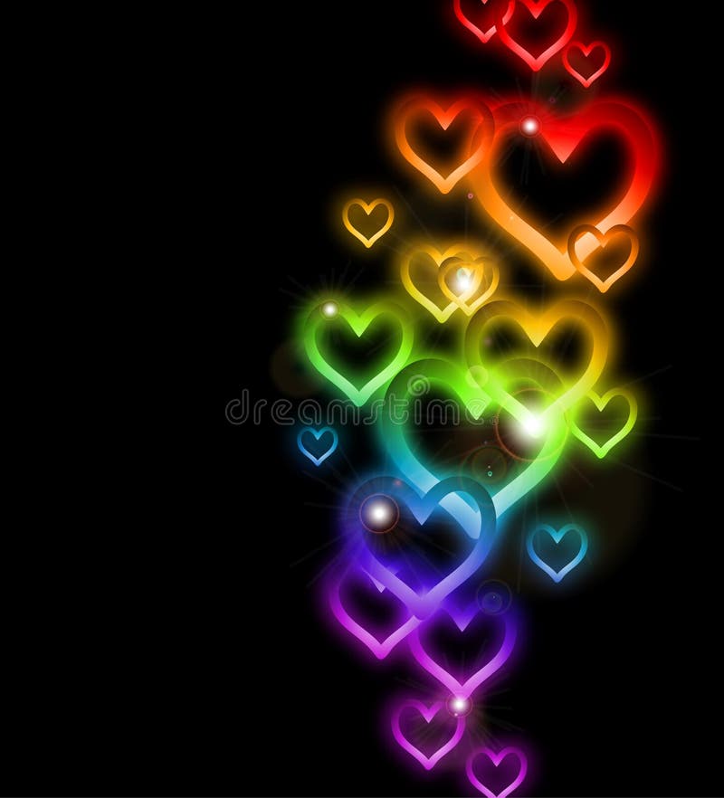 Rainbow Heart Border with Sparkles. Vector Stock Vector - Illustration ...