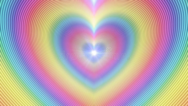 Rainbow Heart Gradient Wave Love Pulses Emanate from Center Tunnel ...