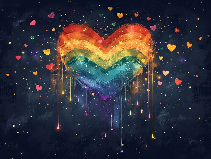 A Rainbow Heart with Hearts on it Stock Image - Image of black, hearts ...