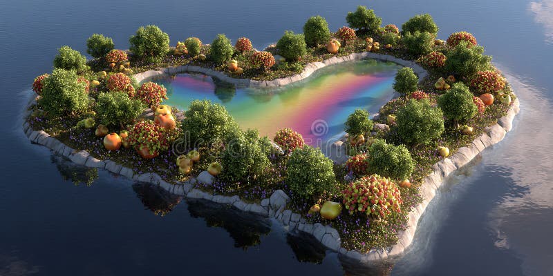 Rainbow Heart Island Minecraft Build Showcase Stock Illustration ...
