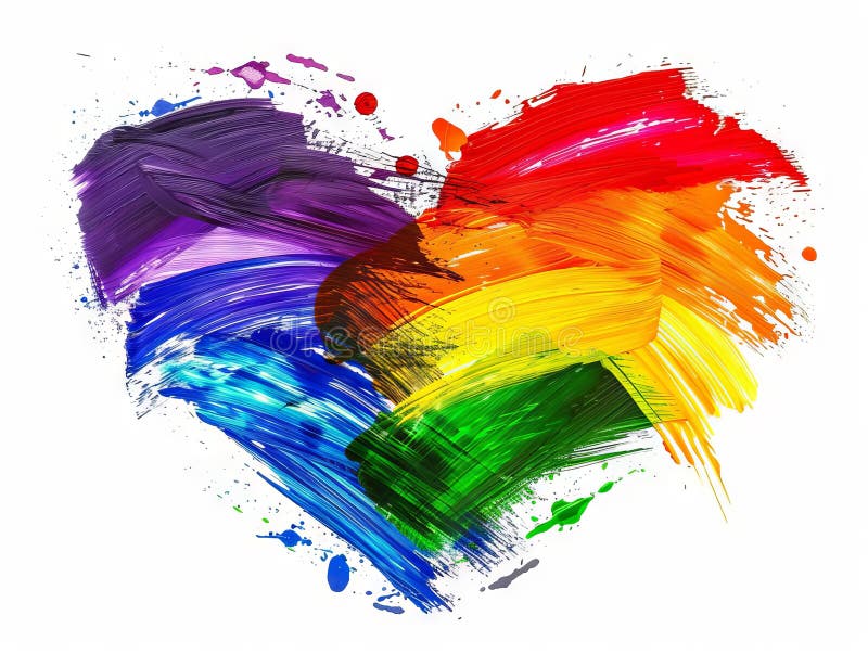 A Rainbow Heart Painted with Paint Stock Photo - Image of sketch ...
