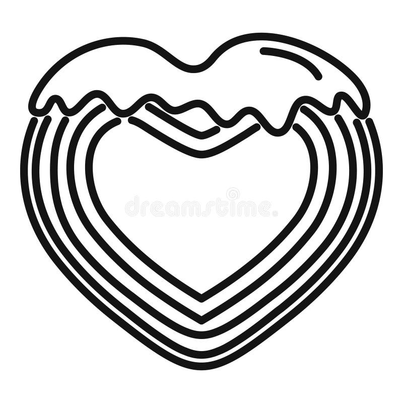 Rainbow Heart Shape Dripping with Icing Minimalist Line Art Icon Stock ...